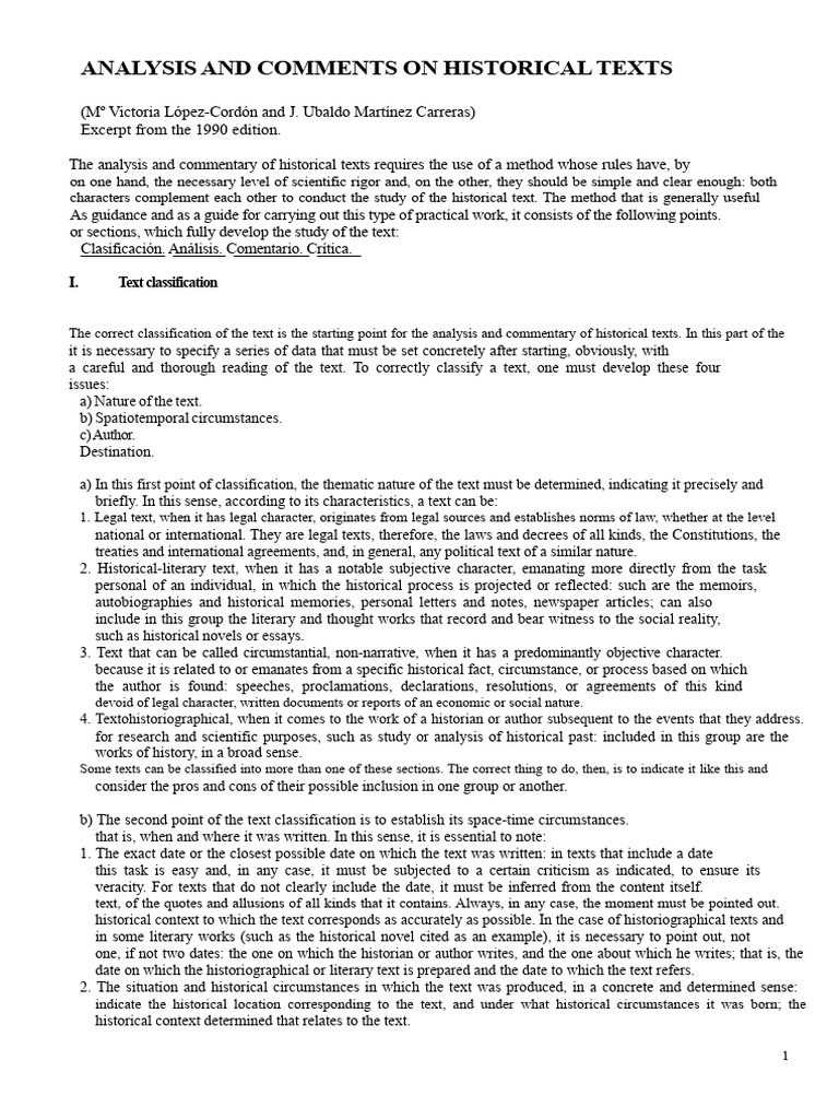 Analyzing Historical Texts Methodology | PDF | Knowledge | Concept