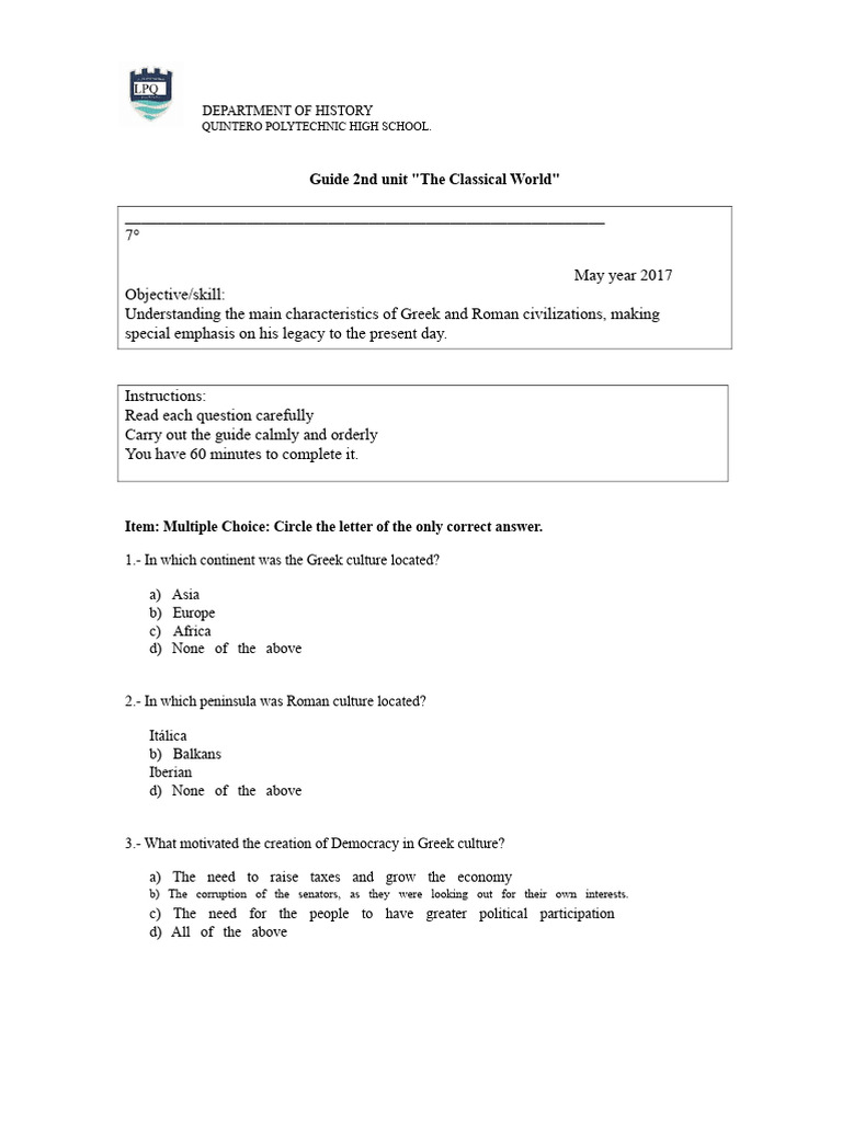 7th Guide Greece and Rome | PDF | Ancient Rome | Roman Republic