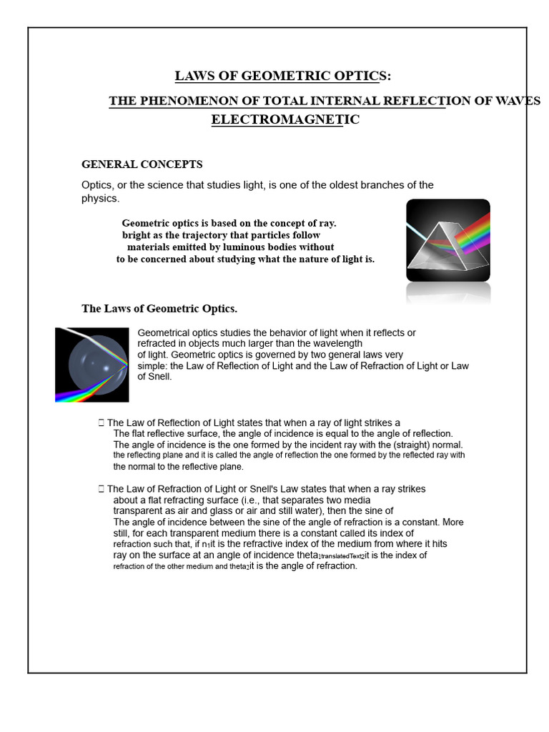 Laws of Geometric Optics | PDF | Transmission Medium | Refraction