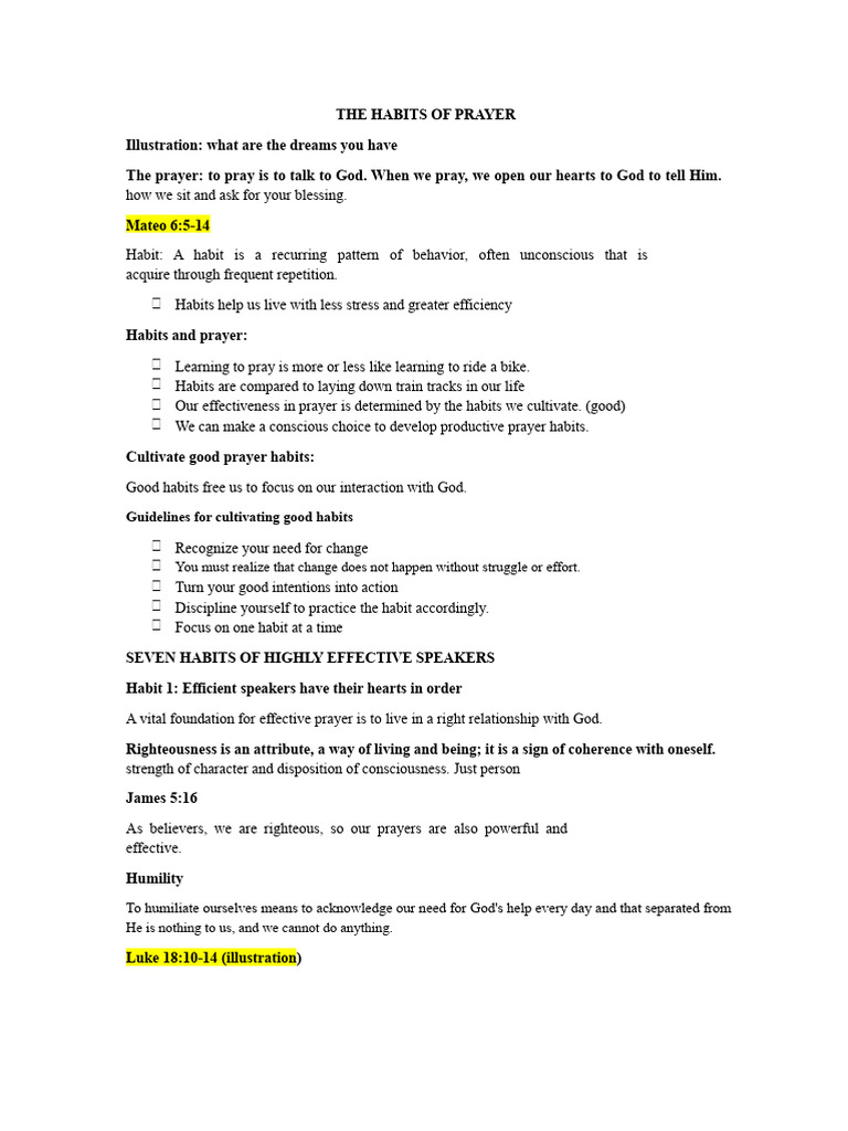 Effective Prayer Habits Explained | PDF | Prayer | God In Christianity
