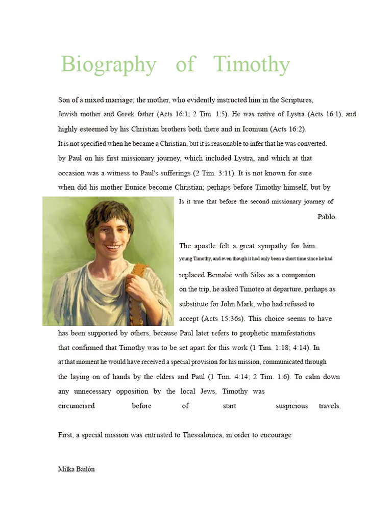 Biography of Timothy | PDF | Saint Timothy | Paul The Apostle