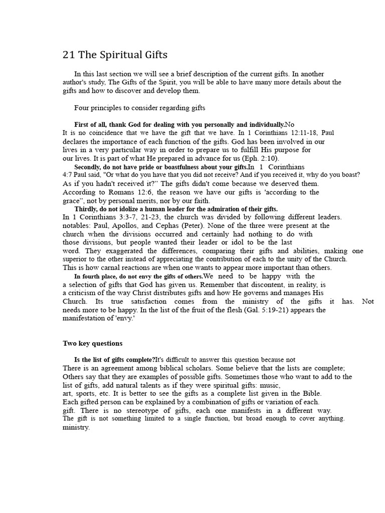 21 The Spiritual Gifts | PDF | Spiritual Gift | Elder (Christianity)