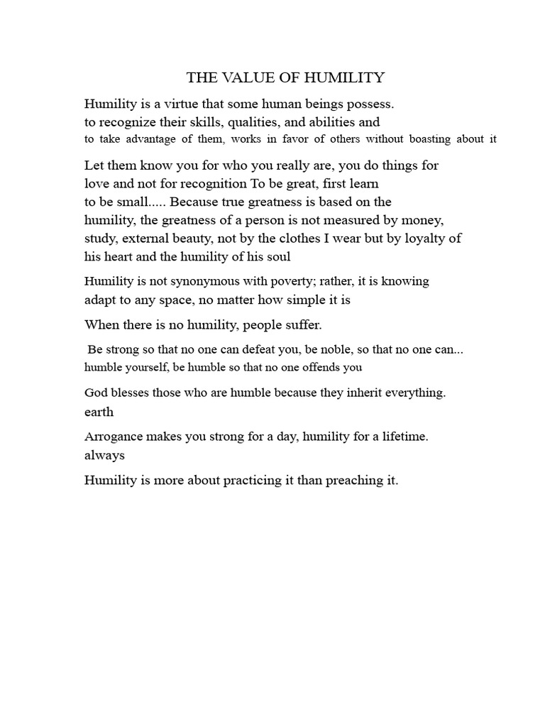 The Value of Humility | PDF