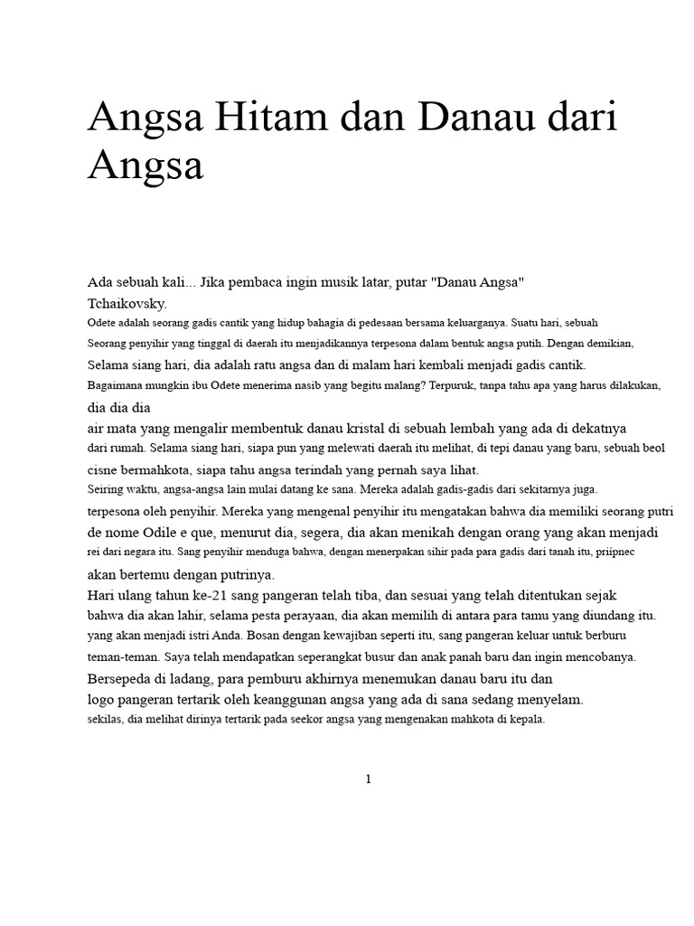 Angsa Hitam dan Danau Angsa | PDF
