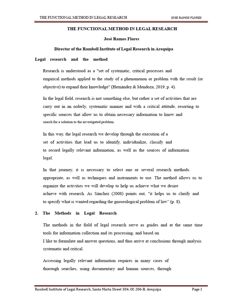 Functional Method in Legal Research | PDF | Information | Methodology