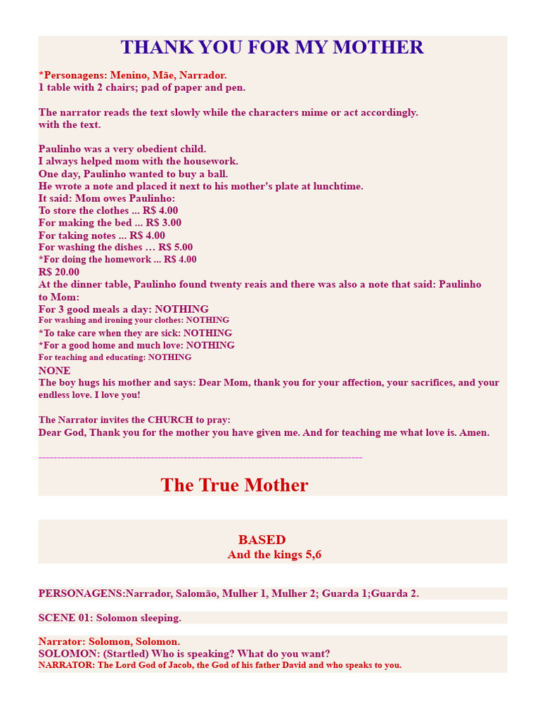 Mother's Love and Sacrifice Explored | PDF | Solomons | Judge