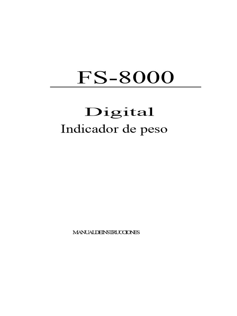Manual FS-8000 en inglés | PDF | Conector eléctrico | Calibración