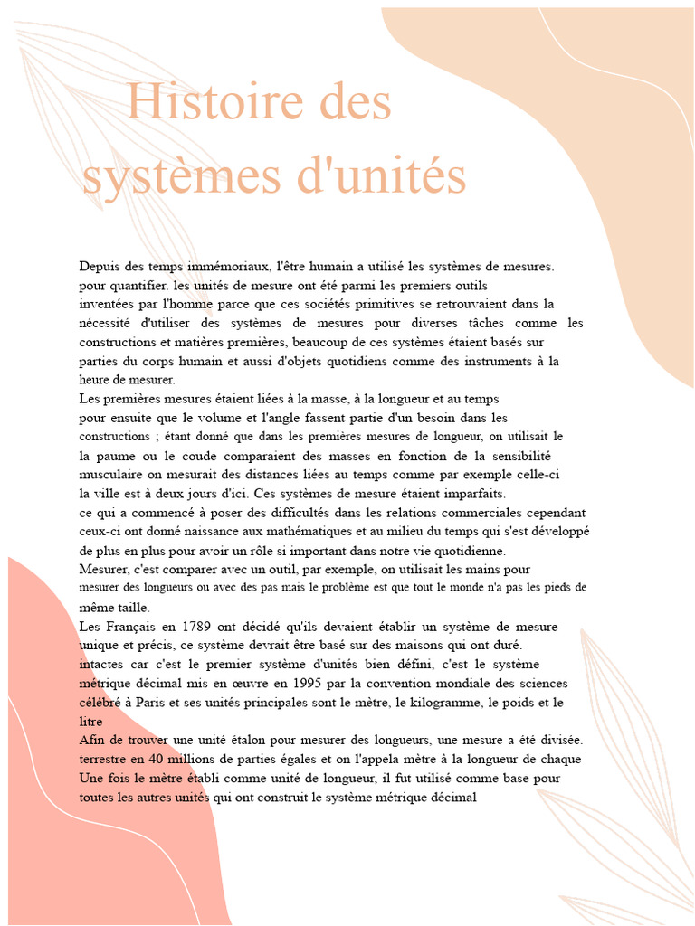 Histoire du système international d'unités | PDF | Système ...