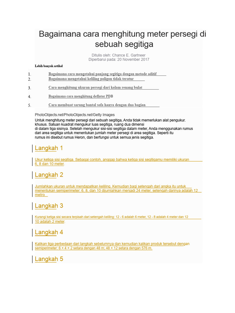 Menghitung Luas Segitiga Metode Heron | PDF