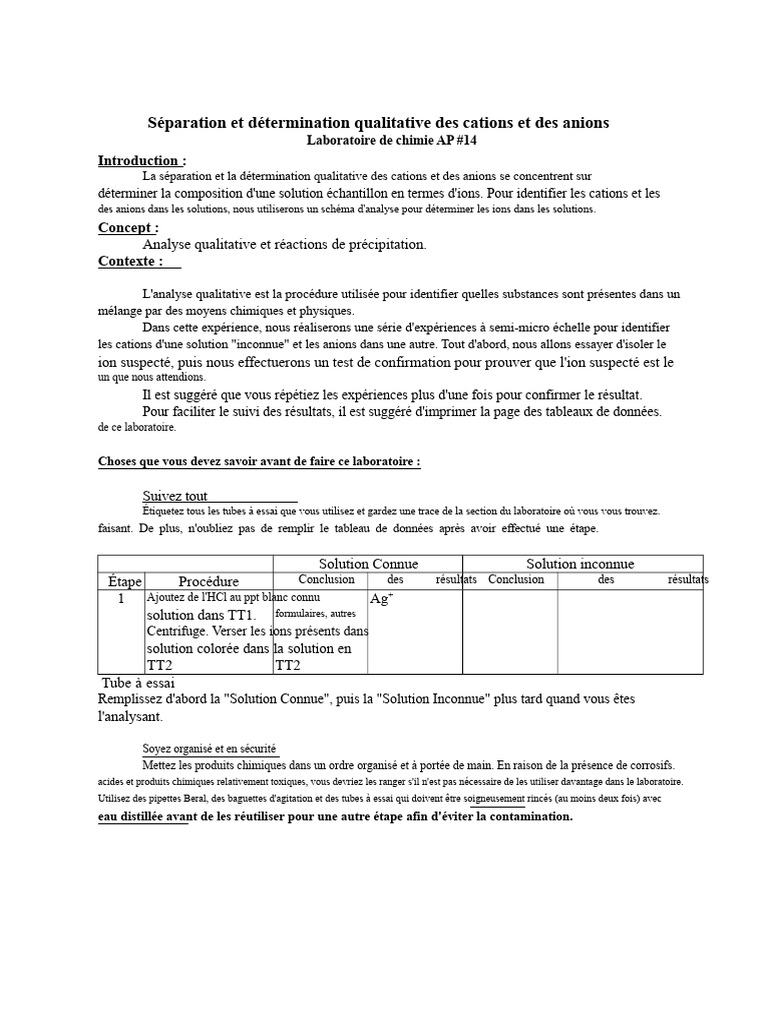 Analyse qualitative des cations et anions | PDF | Hydroxyde | Fer