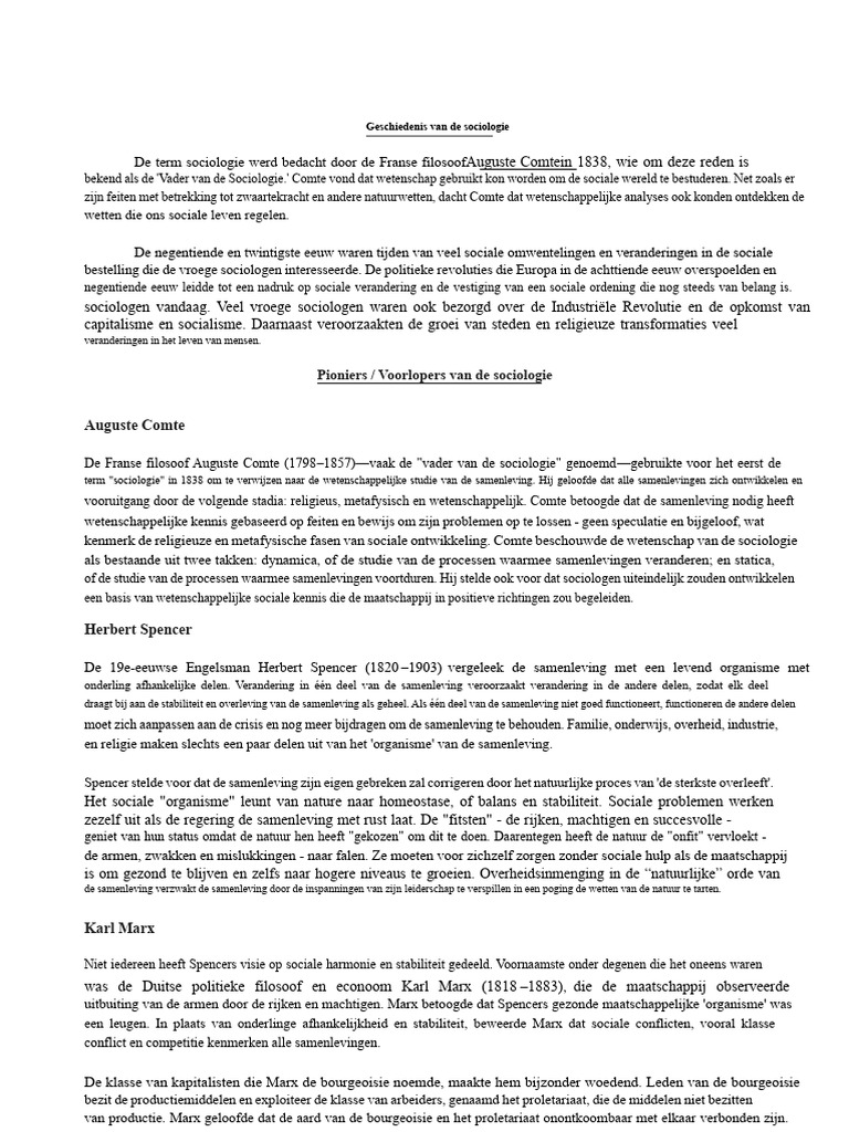 Geschiedenis en Voorlopers in de Sociologie | PDF