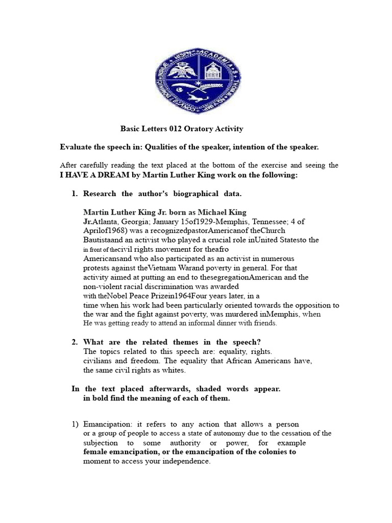 Analyzing MLK's "I Have a Dream" Speech | PDF | Martin Luther King Jr.