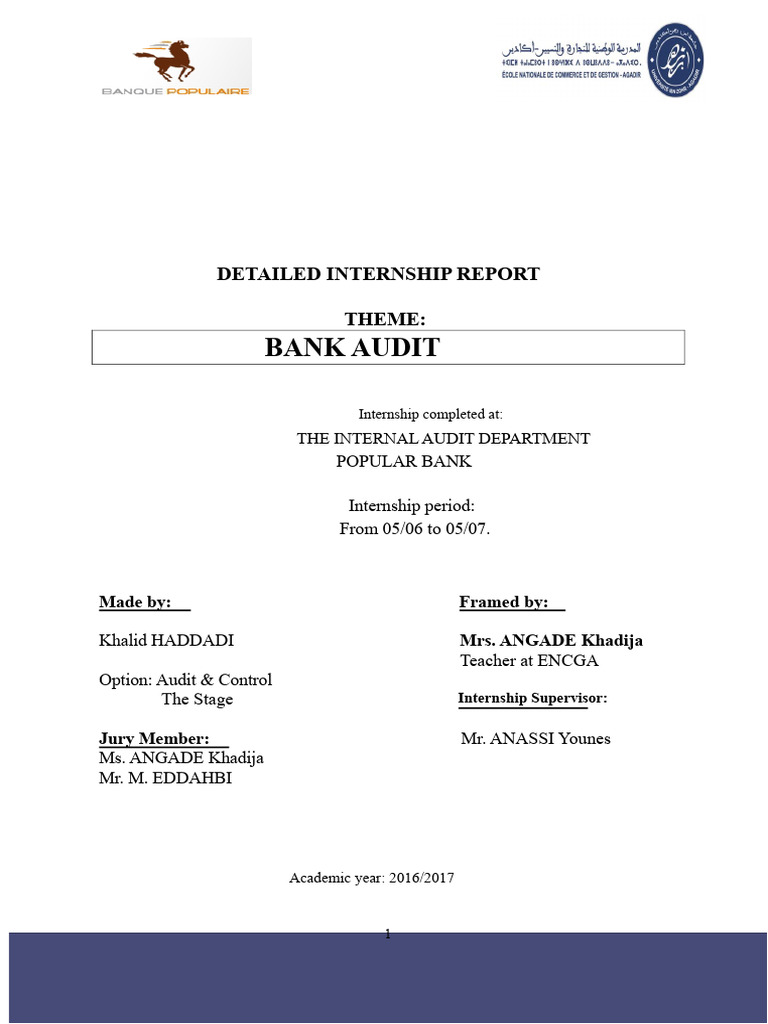 Bank Audit Internship Report Summary | PDF | Internal Control ...