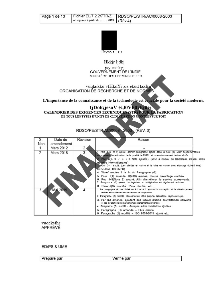 Rmpu Str No. Rdsopestrac 0008-2003 -Rév 4 Projet final | PDF ...