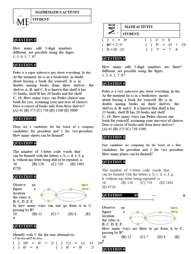 Activity - Combinatorial Analysis - Factorial | PDF | Combinatorics | Mathematics