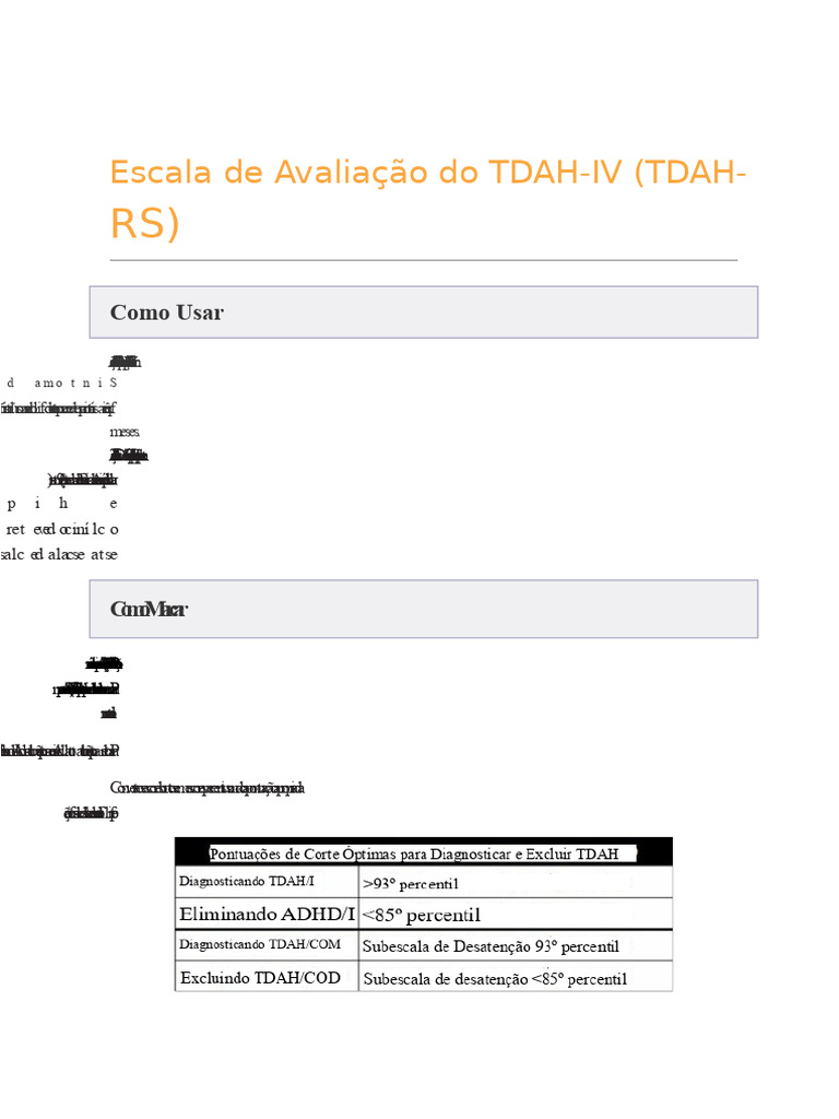 Avaliação do TDAH-IV: Como Usar e Interpretar | PDF | Transtorno de ...