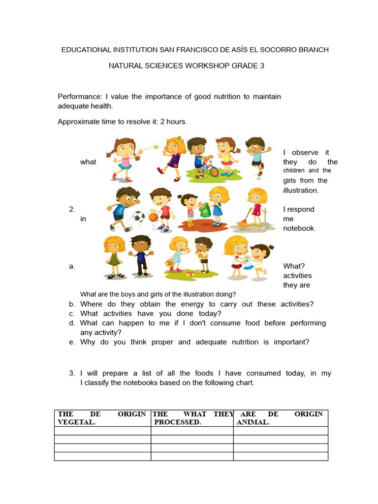 Third Grade Science Workshop | PDF | Foods | Nutrition