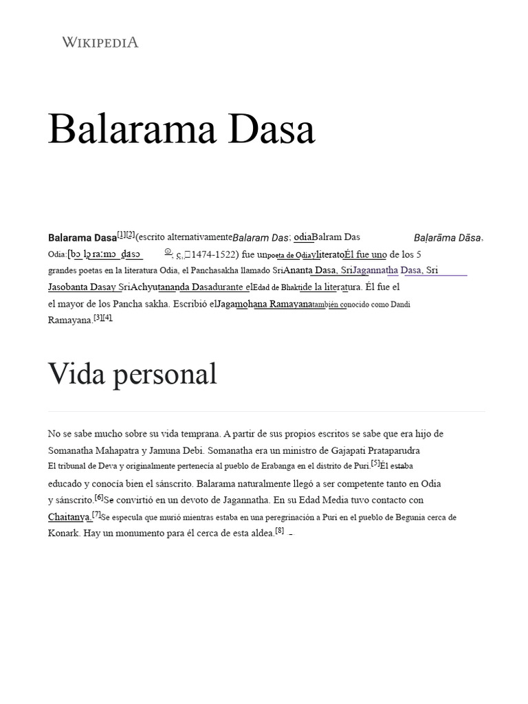 Balarama Dasa - Wikipedia | PDF