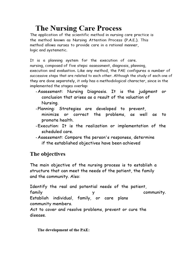 Nursing Care Process Overview | PDF | Physical Examination | Medical ...