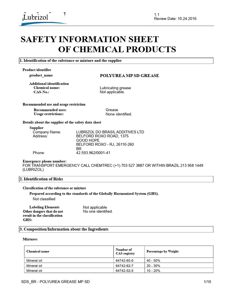 Polyurea Grease MP SD CQM 6341 | PDF | Firefighting | Personal ...