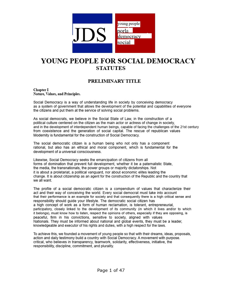 JDS Statutes | PDF | Democracy | Political Ideologies