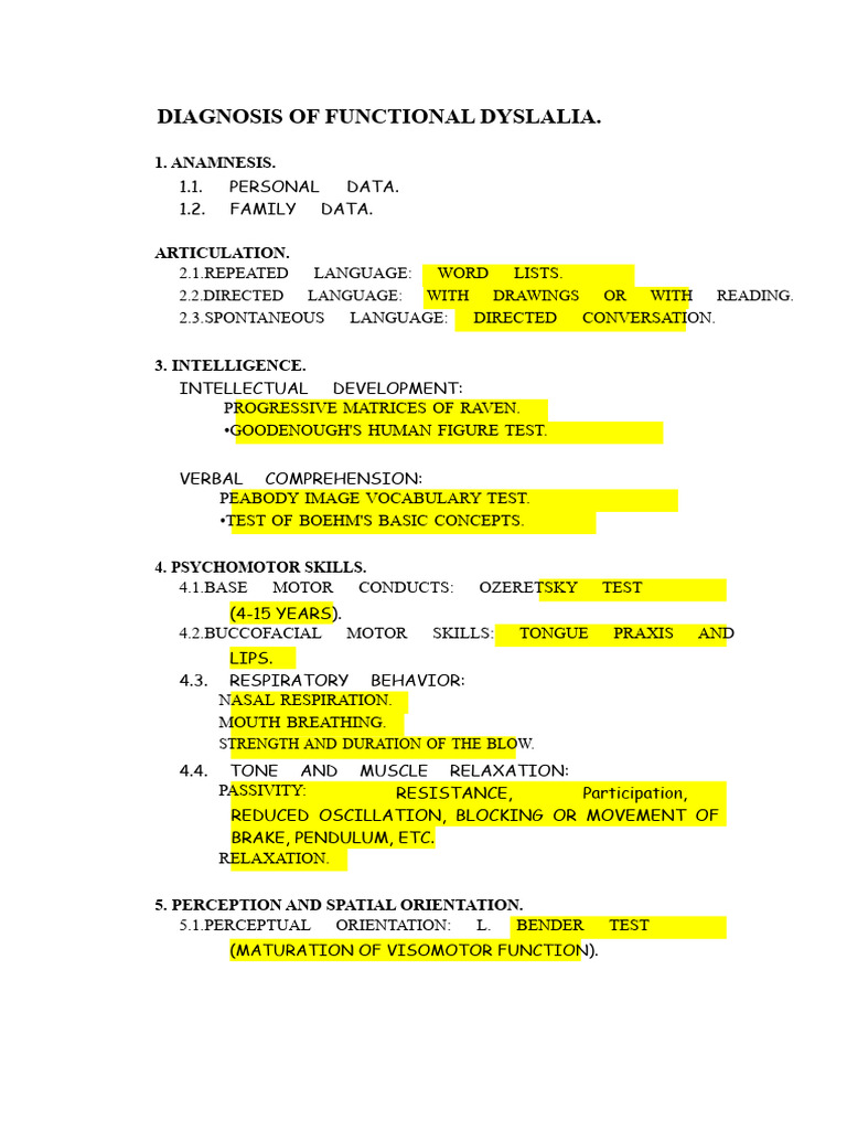 Diagnosis of Functional Dislalia | PDF