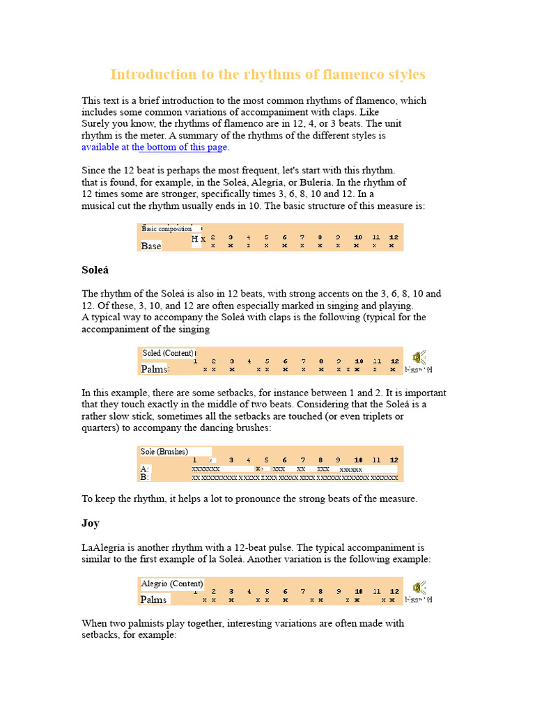 Introduction To The Rhythms of Flamenco Sticks | PDF | Rhythm | Musical ...