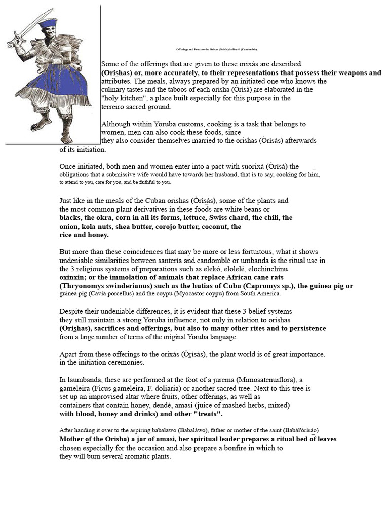 Offerings and Foods To The Orishas | PDF | Cooking | Cuisine