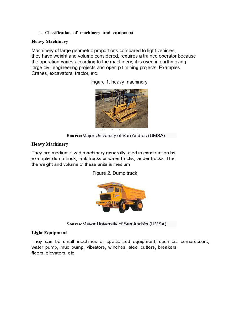 Classification of Machinery and Equipment | PDF | Heavy Equipment | Truck