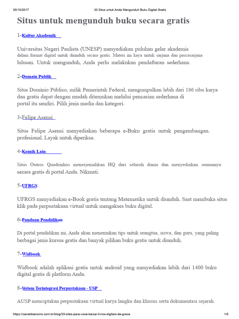 33 Situs Unduh Buku Digital Gratis | PDF