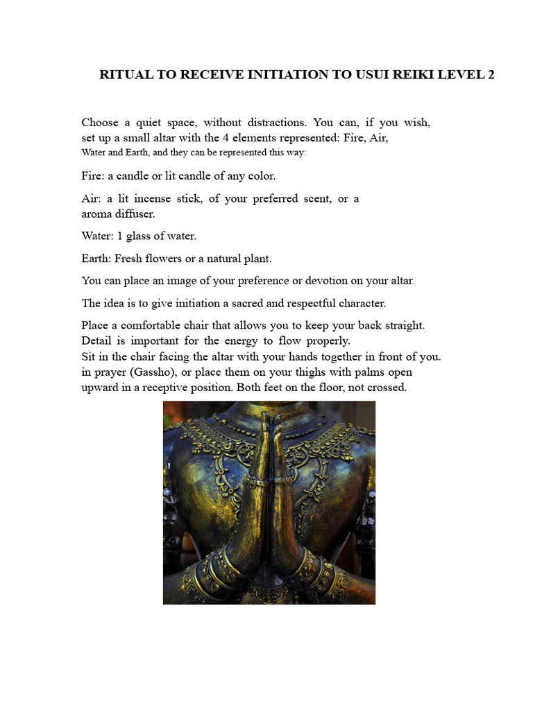 Usui Reiki Level 2 Initiation Ritual | PDF | Reiki | Altar