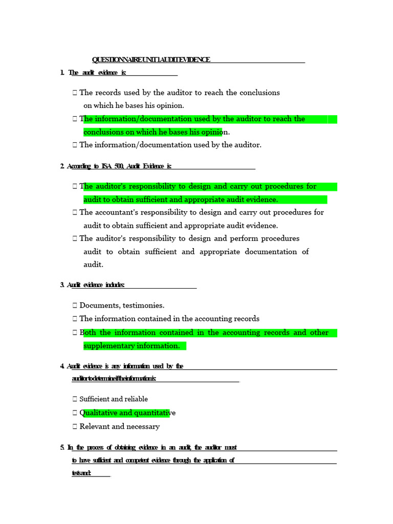 Audit Questions | PDF | Audit