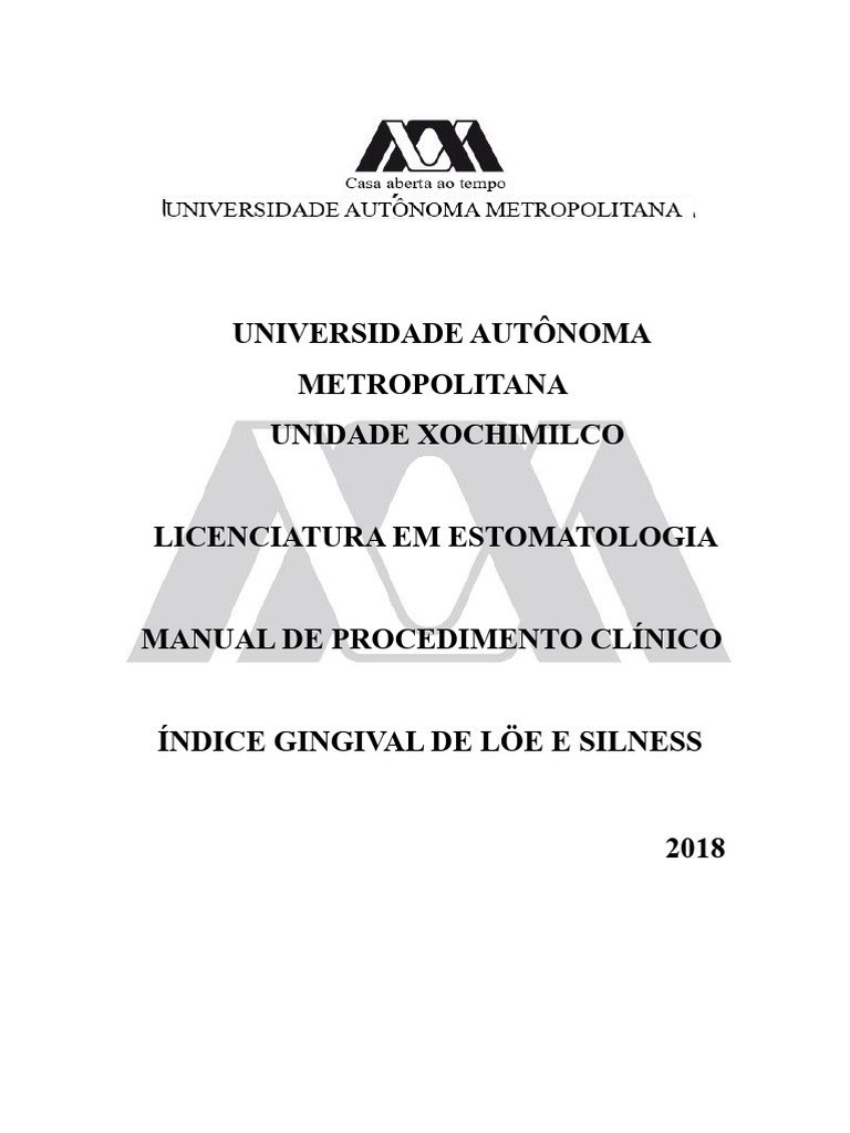 Manual do Índice Gengival de Löe e Silness | PDF | Ciências da Saúde ...