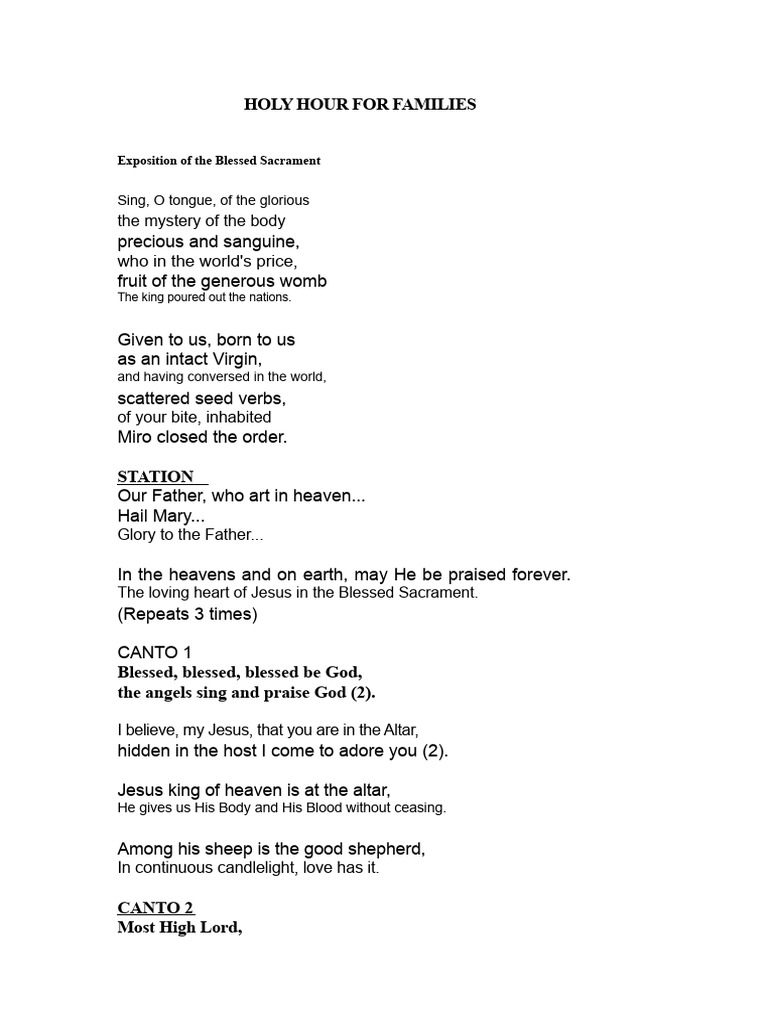 Family Holy Hour: Adoration and Prayer | PDF | God The Father | Eucharist