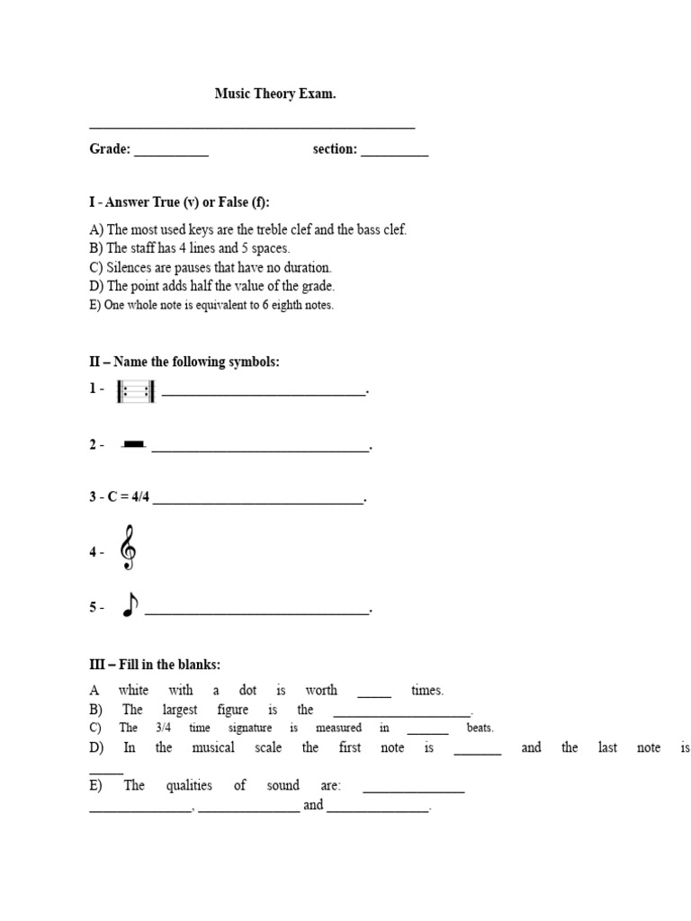 Basic Music Theory Exam | PDF