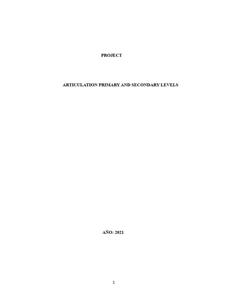 Project Articulation Primary and Secondary Levels | PDF | Curriculum ...