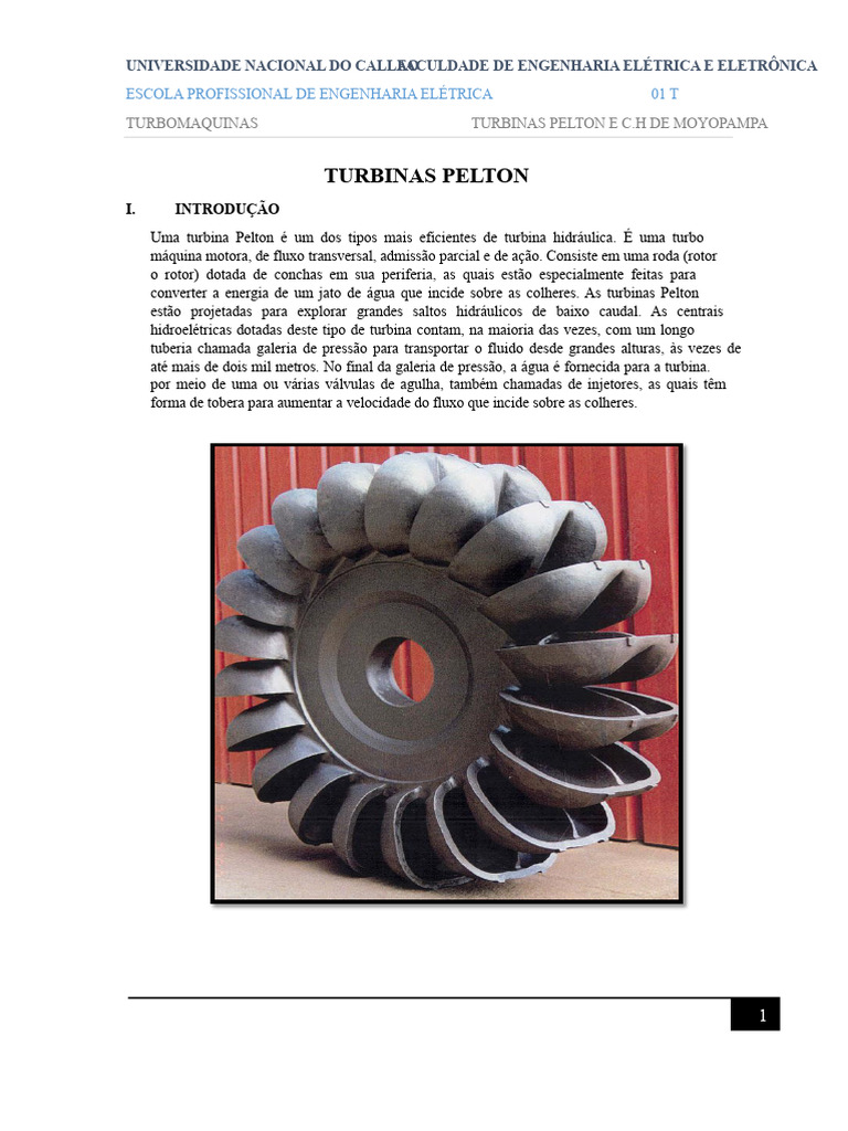 Turbinas Pelton e Usina Moyopampa | PDF | Motor a jato