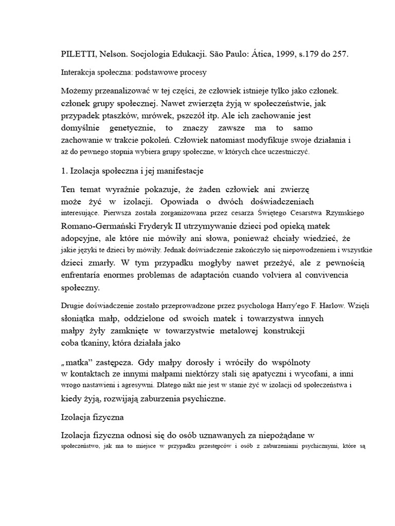 PILETTI - Socjologia Edukacji | PDF