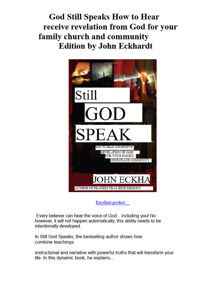 God Still Speaks How To Hear Receive Revelation From God For Your ...