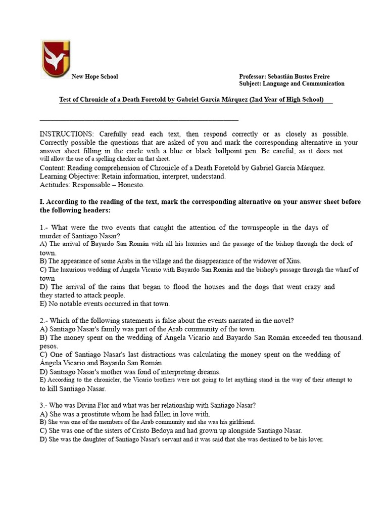 Chronicle of A Death Foretold | PDF