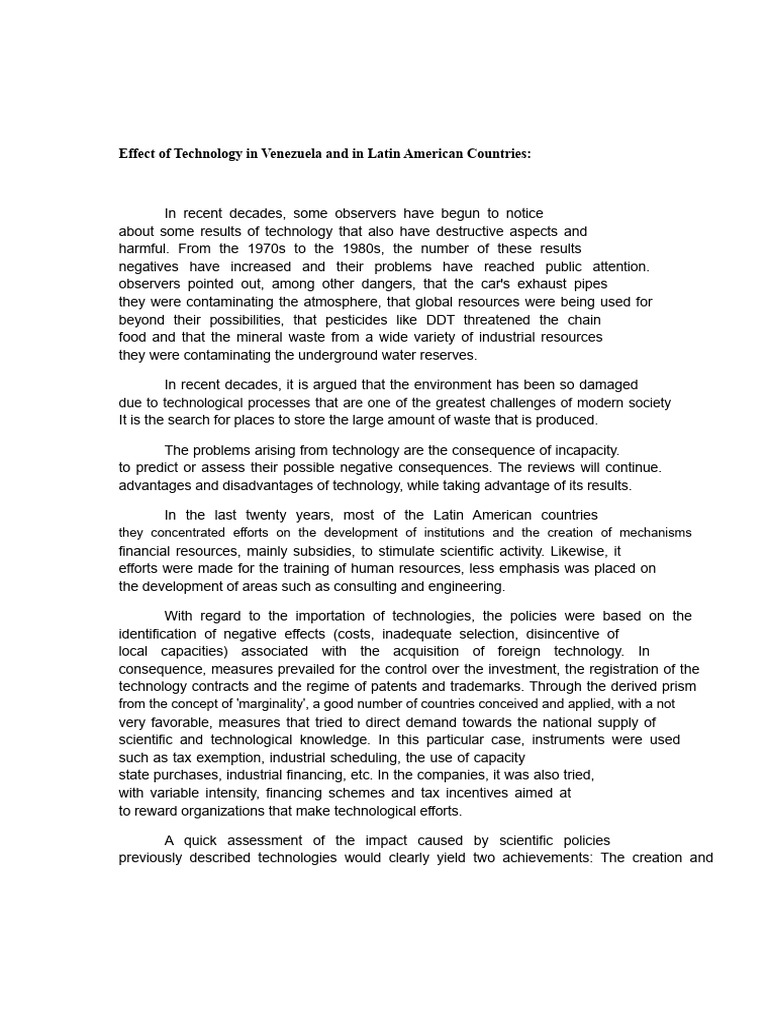 Effect of Technology in Venezuela and in Latin American Countries | PDF ...