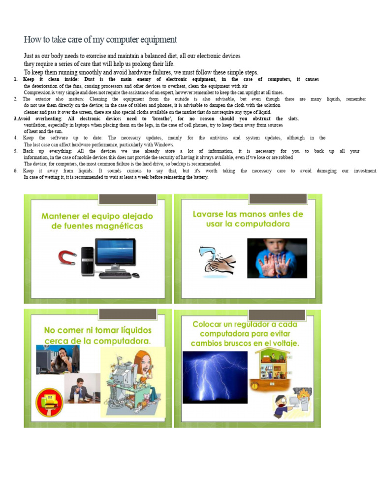 How To Take Care of My Computer Equipment | PDF | Computer Keyboard ...