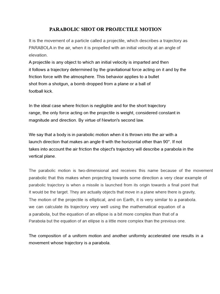 Projectile Motion. Theoretical Framework. (1) | PDF | Physical Phenomena | Applied And ...