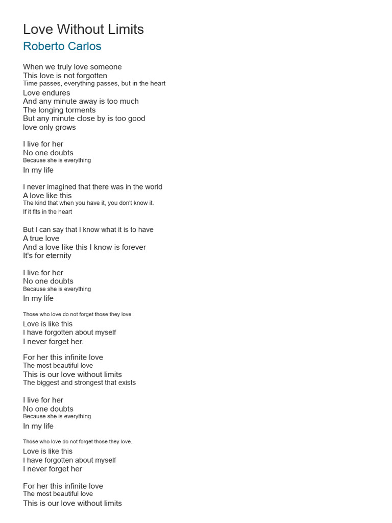 Songs - Love Without Limits - Roberto Carlos | PDF