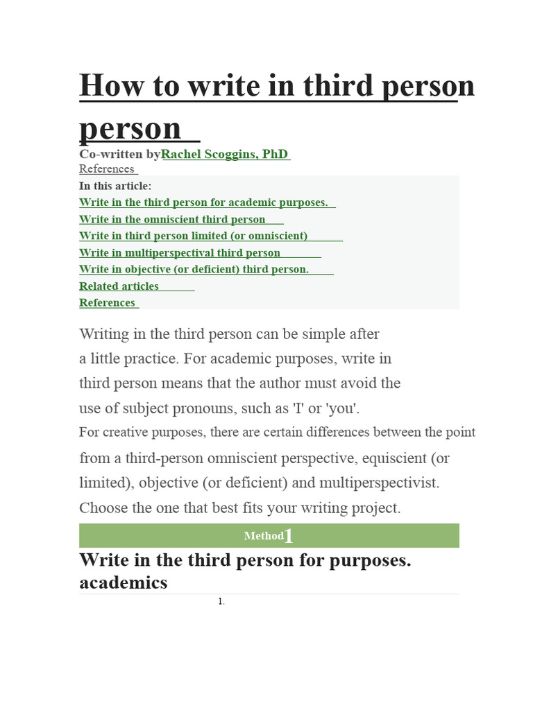 How To Write in Third Person | PDF | Narration