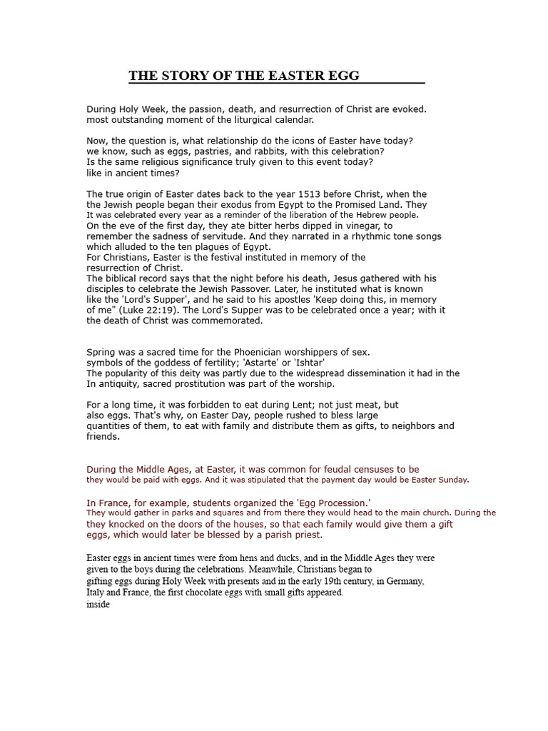 The History of The Easter Egg | PDF | Easter | Resurrection Of Jesus