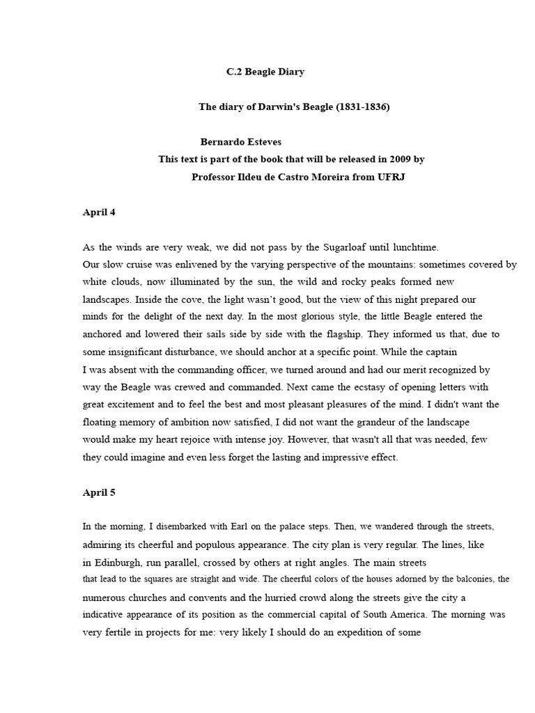 The Beagle Diary of Darwin (1831-1836) | PDF