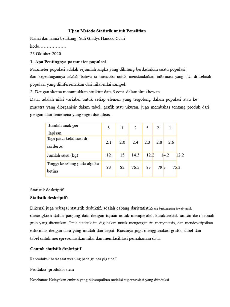 Metode Statistik untuk Penelitian Hewan | PDF