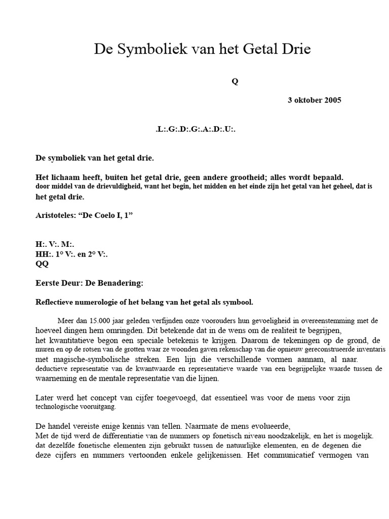 De Symboliek Van Het Getal Drie | PDF