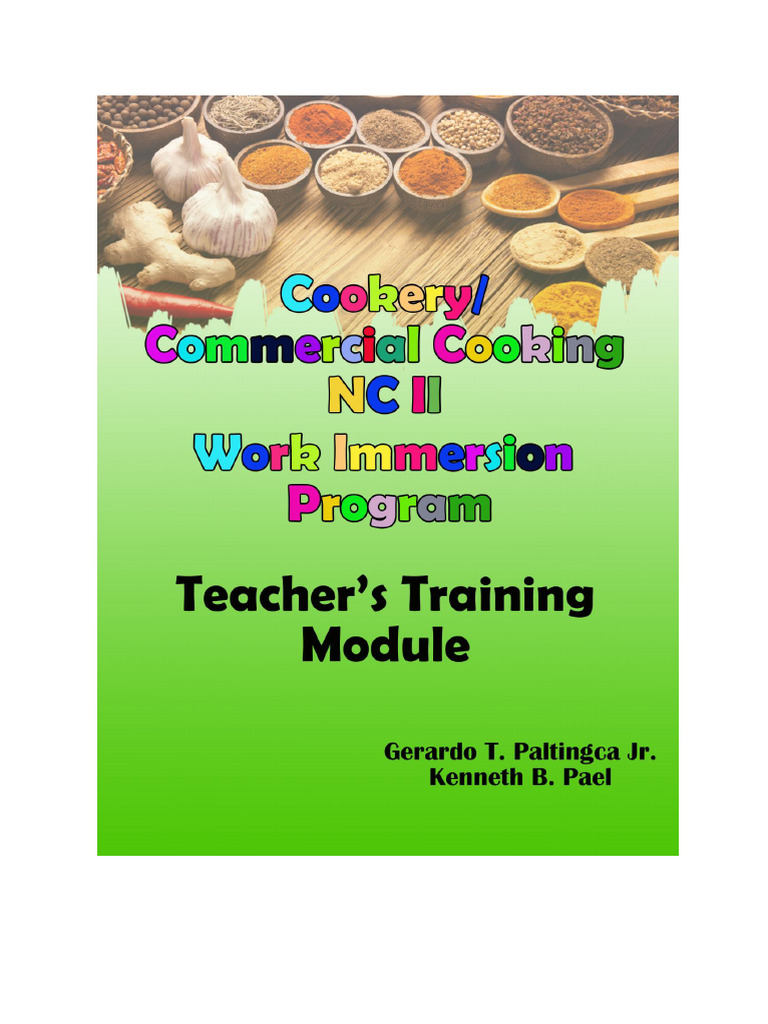 Módulo de Treinamento de Professores Do Programa de Imersão No Trabalho de Cozinha - Cozinha ...